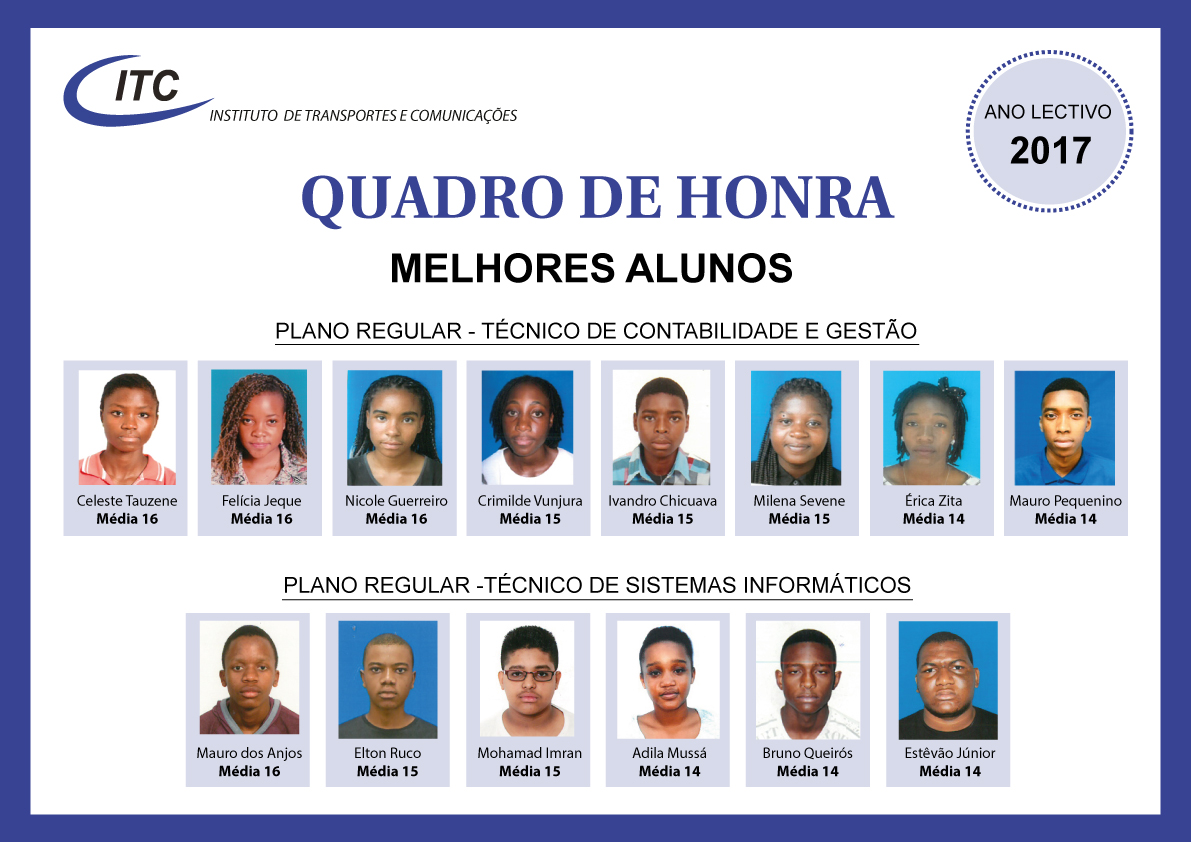 Quadros de Honra – ANO LECTIVO 2017 – ITC